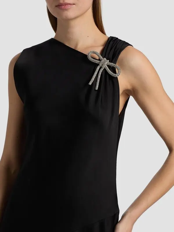 JIL SANDER Crystal Bow Bias-cut Midi-dress - Black