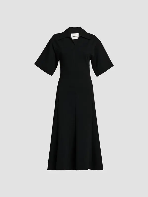 JIL SANDER Crepe A-line Midi-dress - Black