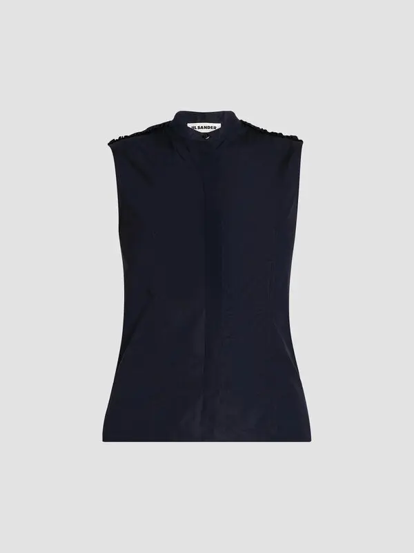 JIL SANDER Tailored Cotton Poplin Sleeveless Top