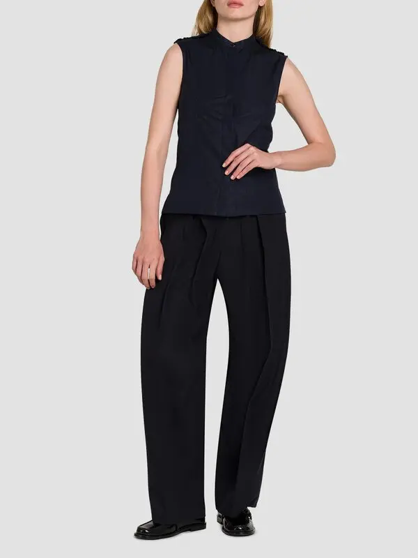 JIL SANDER Tailored Cotton Poplin Sleeveless Top