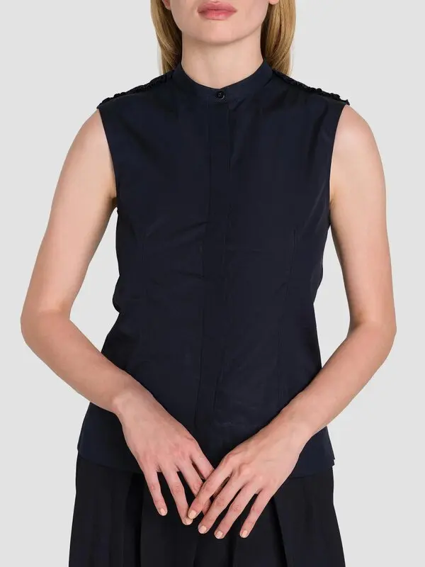 JIL SANDER Tailored Cotton Poplin Sleeveless Top