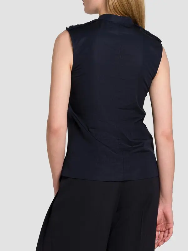 JIL SANDER Tailored Cotton Poplin Sleeveless Top