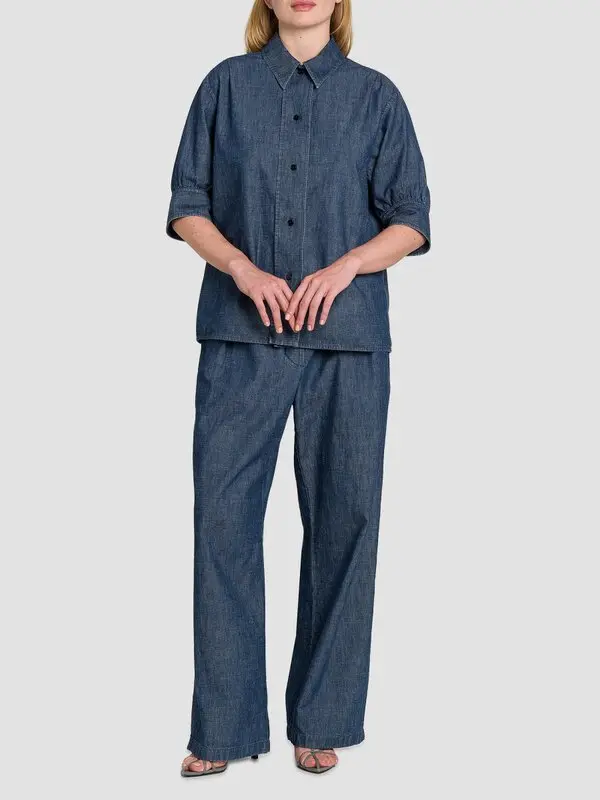 JIL SANDER Cotton Chambray Relaxed-fit Trousers - Indigo