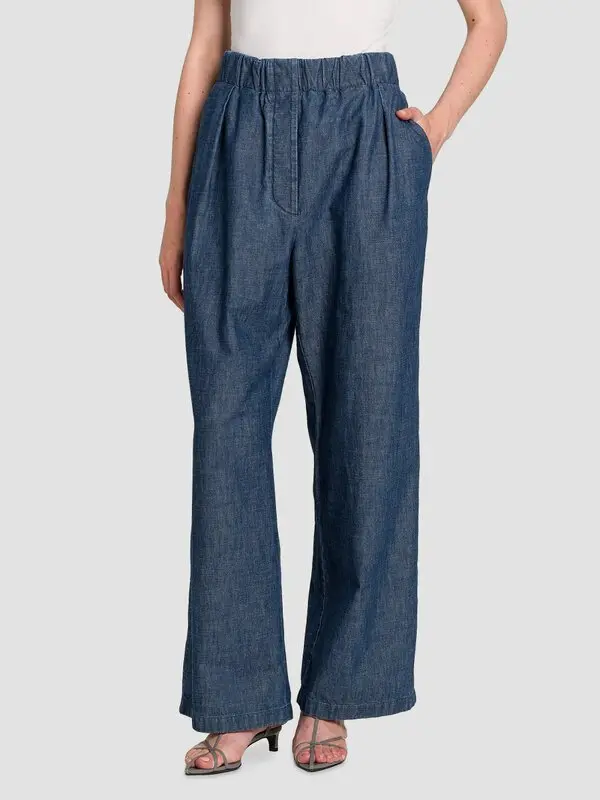 JIL SANDER Cotton Chambray Relaxed-fit Trousers - Indigo