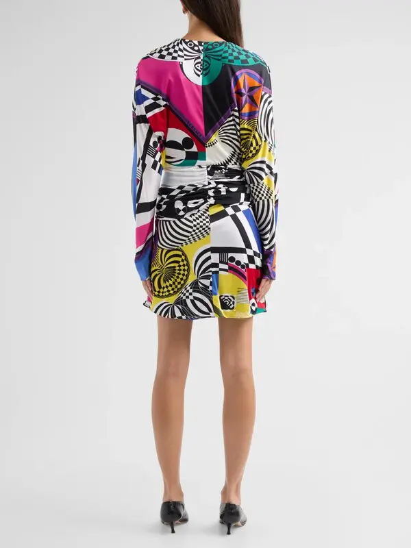 Versace Printed Jersey Tie-waist Mini Dress