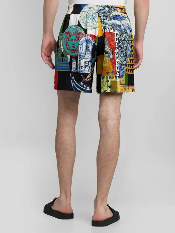 Versace Medusa Collage Silk Twill Shorts - Multicolor
