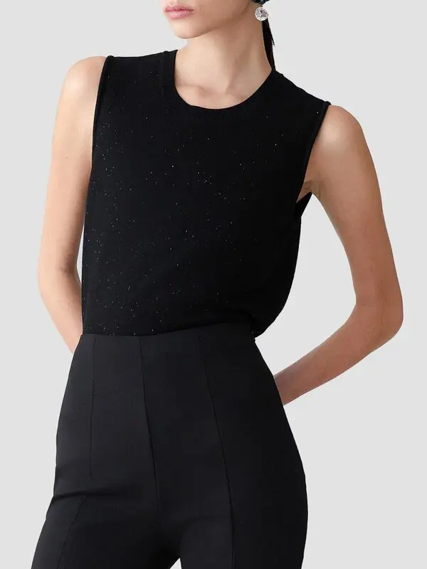 Carolina Herrera Sequined Stretch-wool Crewneck Tank