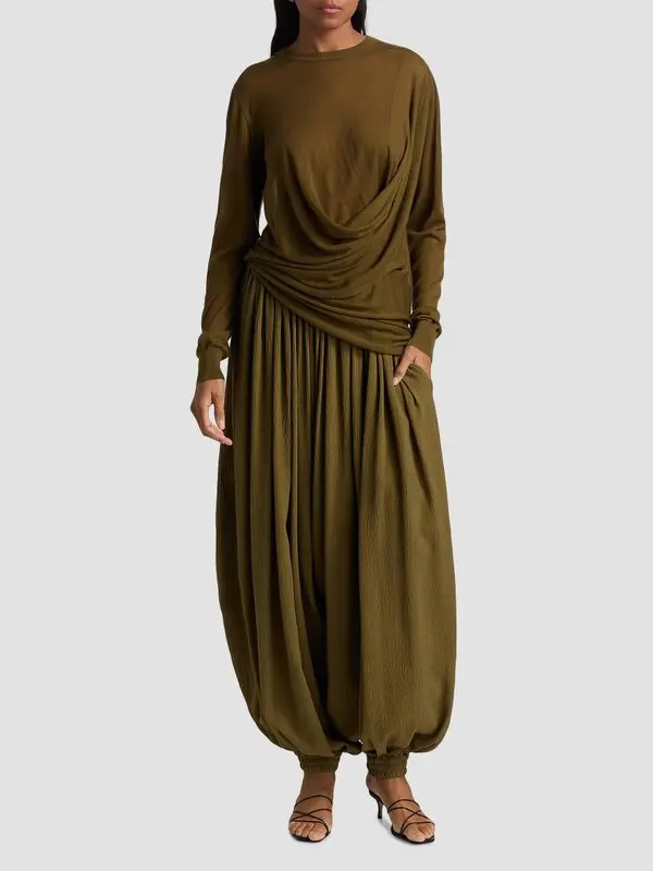 Michael Kors Sarouel Silk Seersucker Trousers