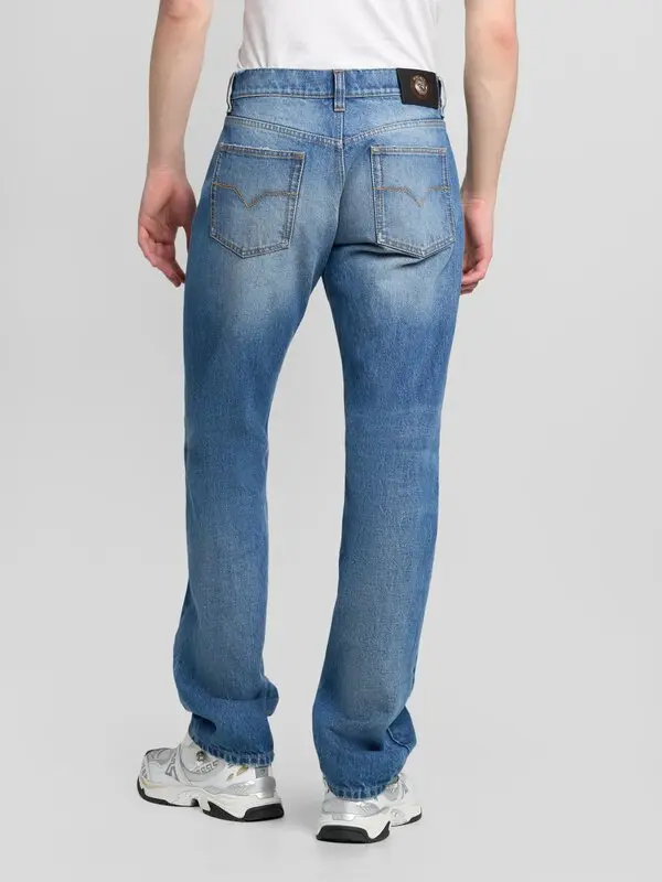 Versace Stone-washed Rigid Straight Jeans