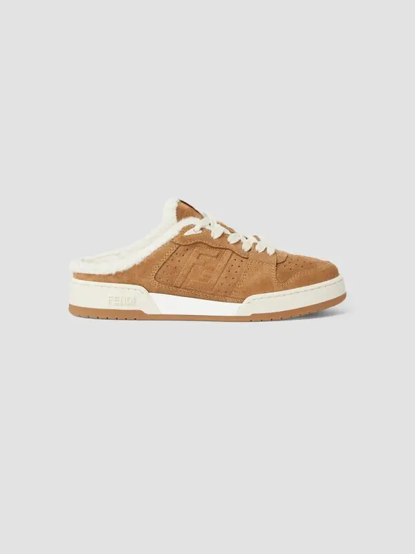 Fendi Match 20mm Faux Shearling-lined Leather Sneaker Mules