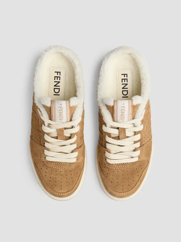 Fendi Match 20mm Faux Shearling-lined Leather Sneaker Mules