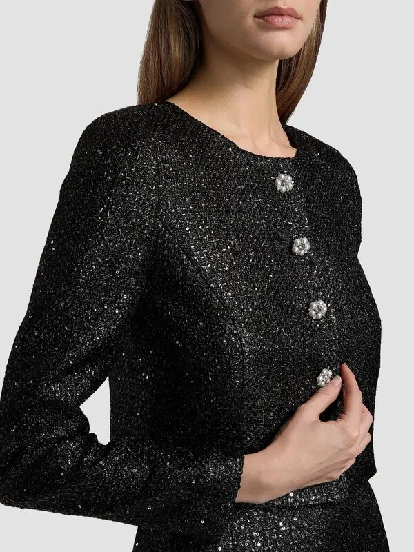 Carolina Herrera Sequined Tweed Crop Jacket