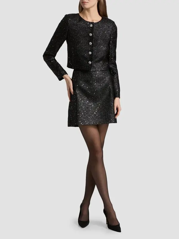 Carolina Herrera Sequined Tweed Crop Jacket