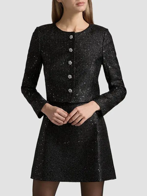 Carolina Herrera Sequined Tweed Crop Jacket