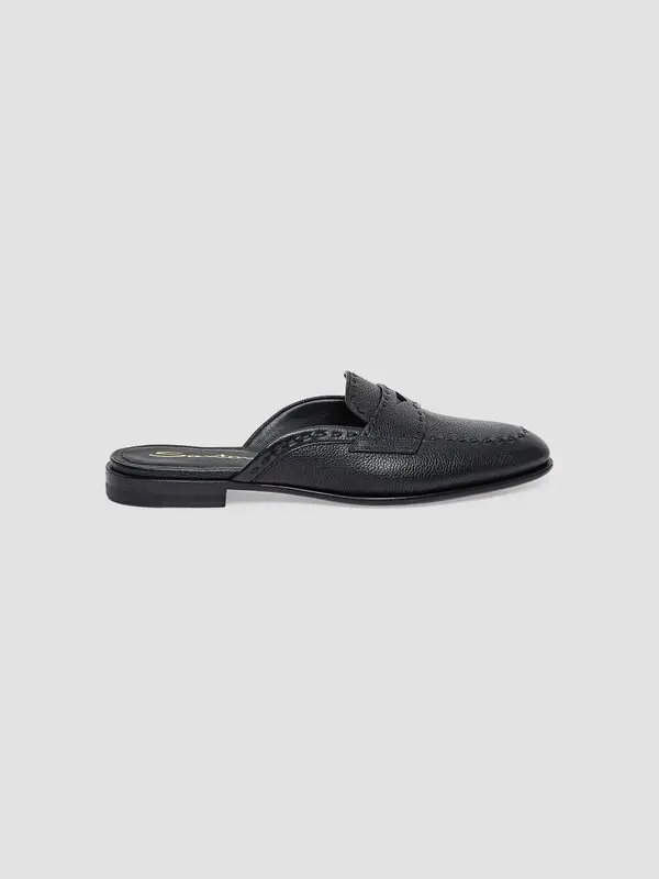 Santoni Marlen Leather Mules - Black