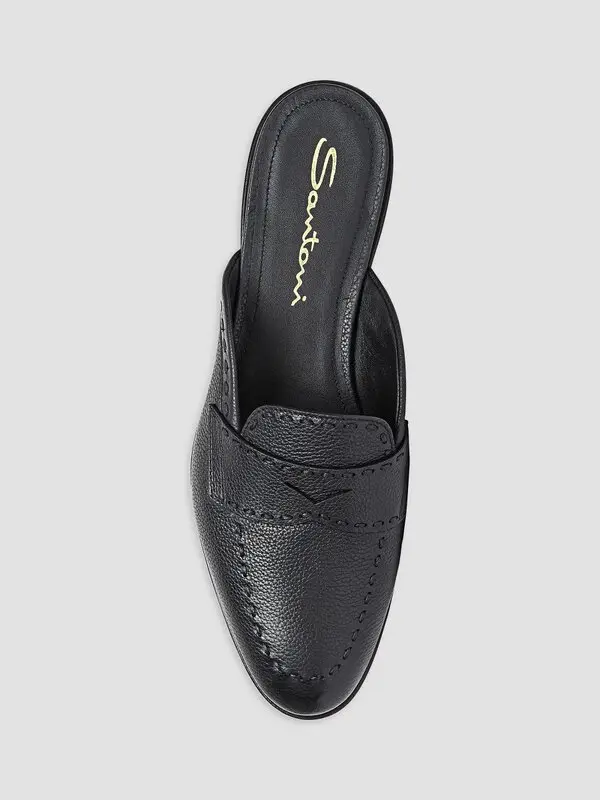 Santoni Marlen Leather Mules - Black