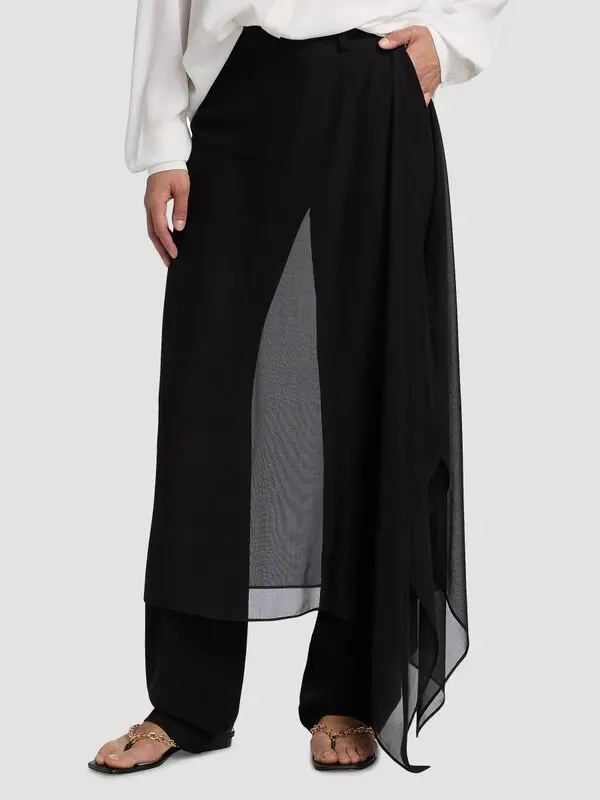 Michael Kors Veiled Wool Crepe Trousers