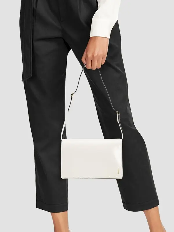 JIL SANDER Small Leather File Bag - Eggshell