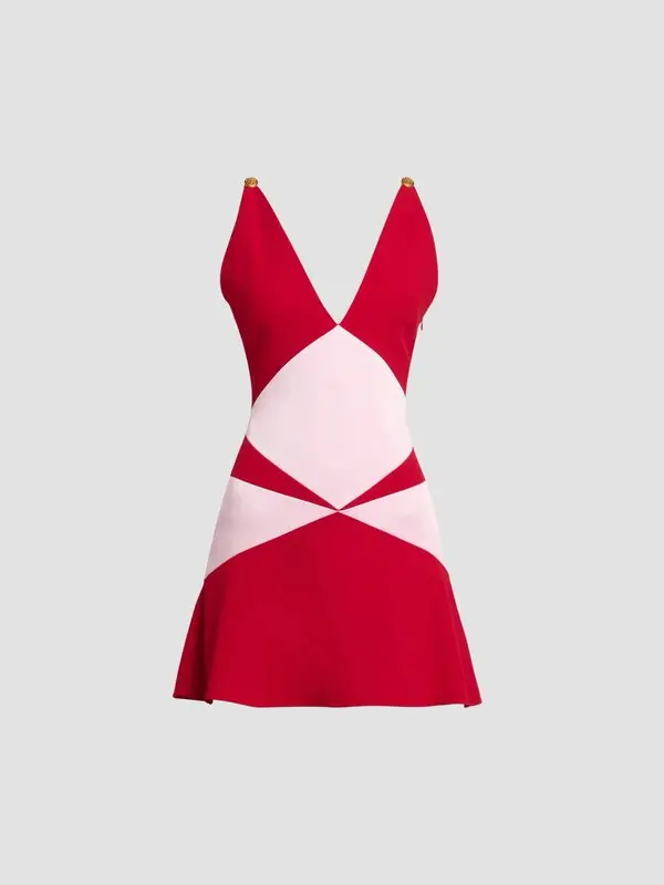 Versace Two-tone Prism Mini Dress - Red Pink
