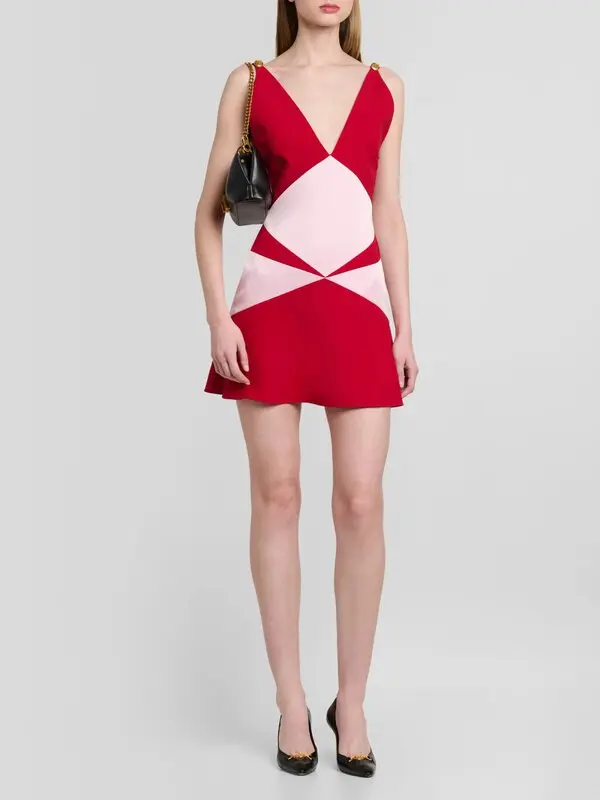 Versace Two-tone Prism Mini Dress - Red Pink