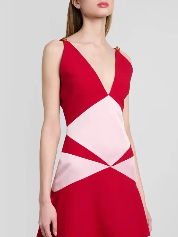 Versace Two-tone Prism Mini Dress - Red Pink
