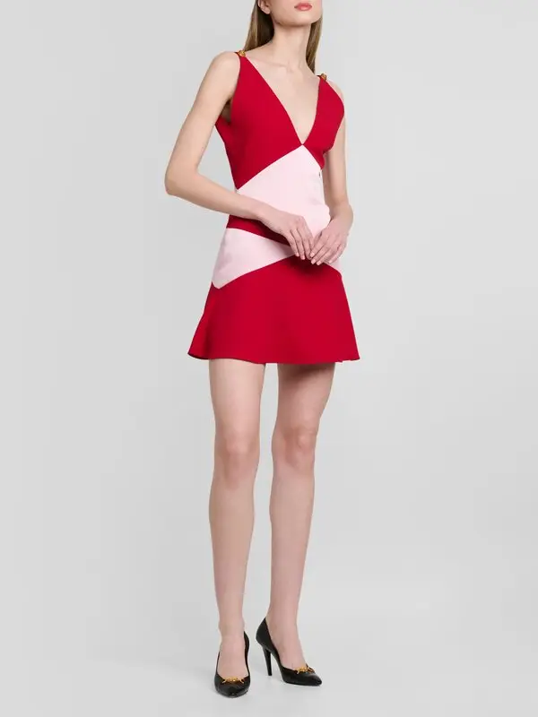 Versace Two-tone Prism Mini Dress - Red Pink