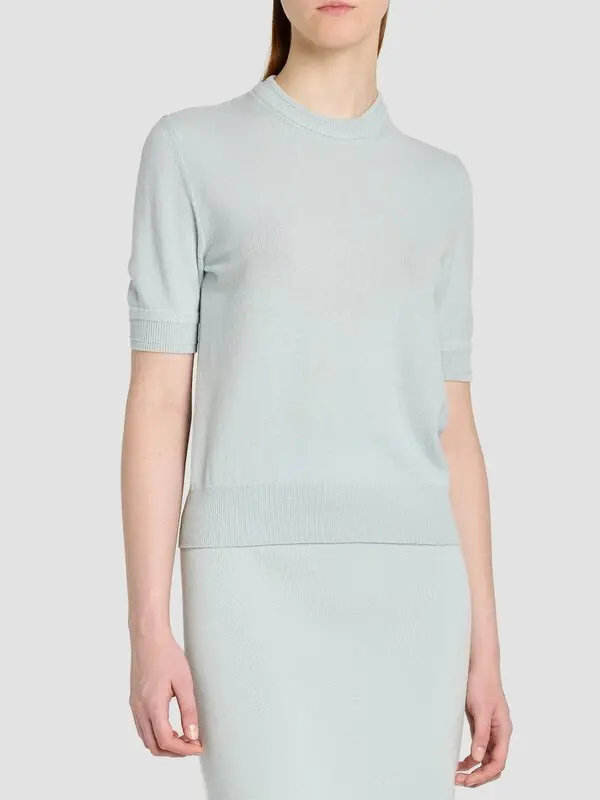 JIL SANDER Merino Wool Short-sleeve Sweater