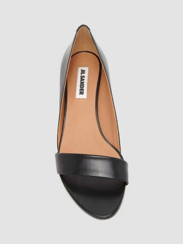 JIL SANDER 45mm Leather Wedge Sandals - Black