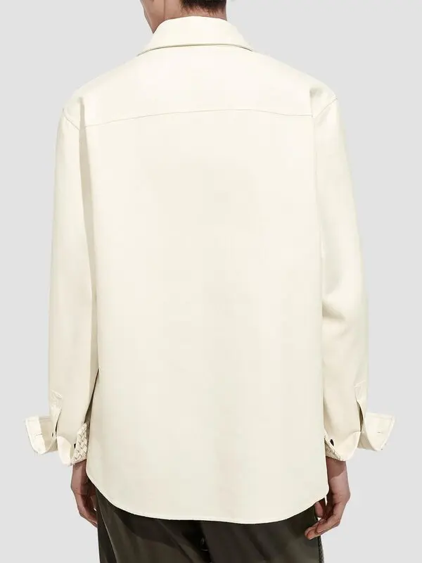 Bottega Veneta Cotton Gabardine Leather-cuff Overshirt