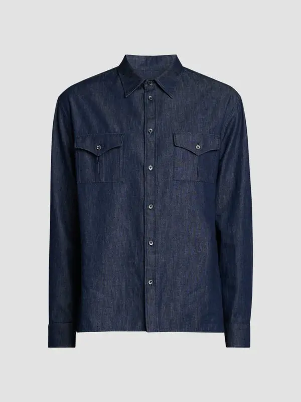 JIL SANDER Chambray Button-front Utility Shirt - Magnet