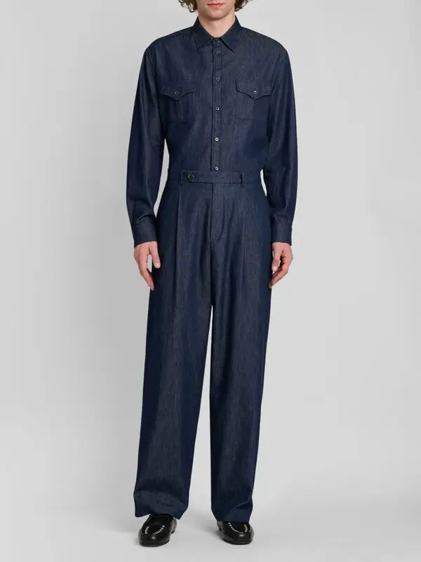 JIL SANDER Chambray Button-front Utility Shirt