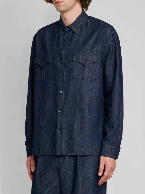 JIL SANDER Chambray Button-front Utility Shirt