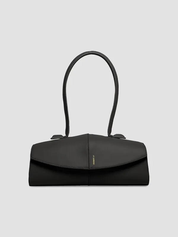 JIL SANDER Linea Leather Shoulder Bag - Black