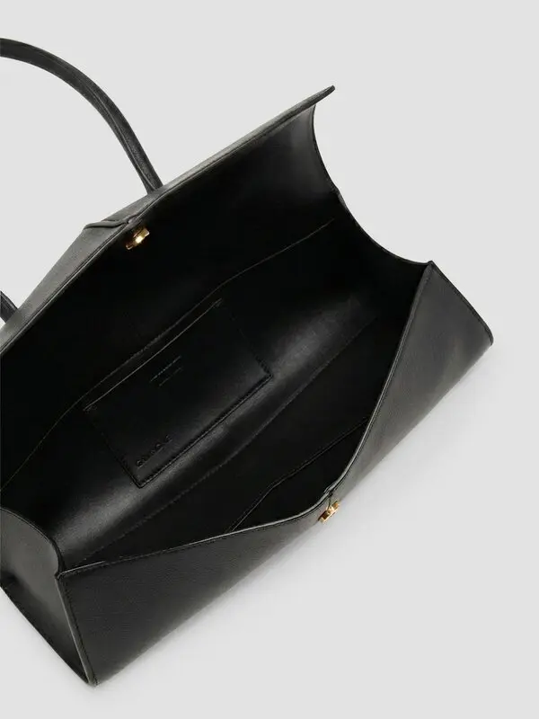 JIL SANDER Linea Leather Shoulder Bag - Black