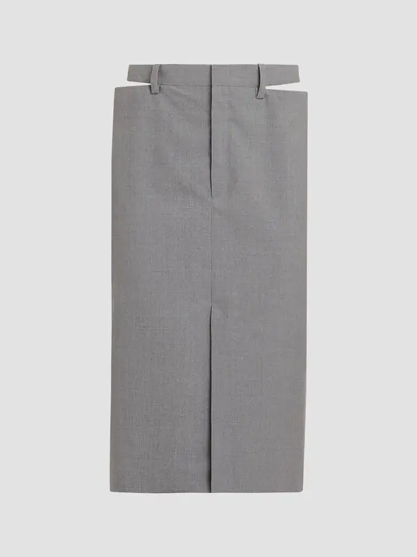 JIL SANDER Cut-out Wool Pencil Skirt - Shadow
