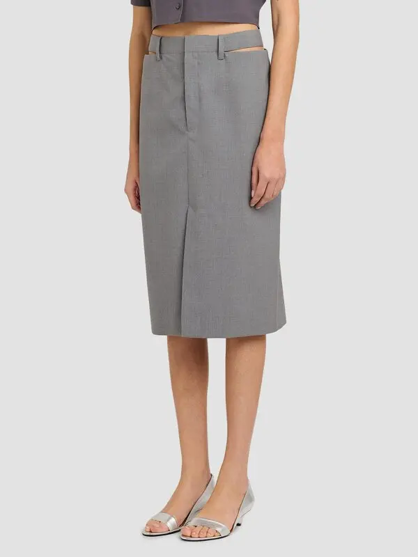 JIL SANDER Cut-out Wool Pencil Skirt
