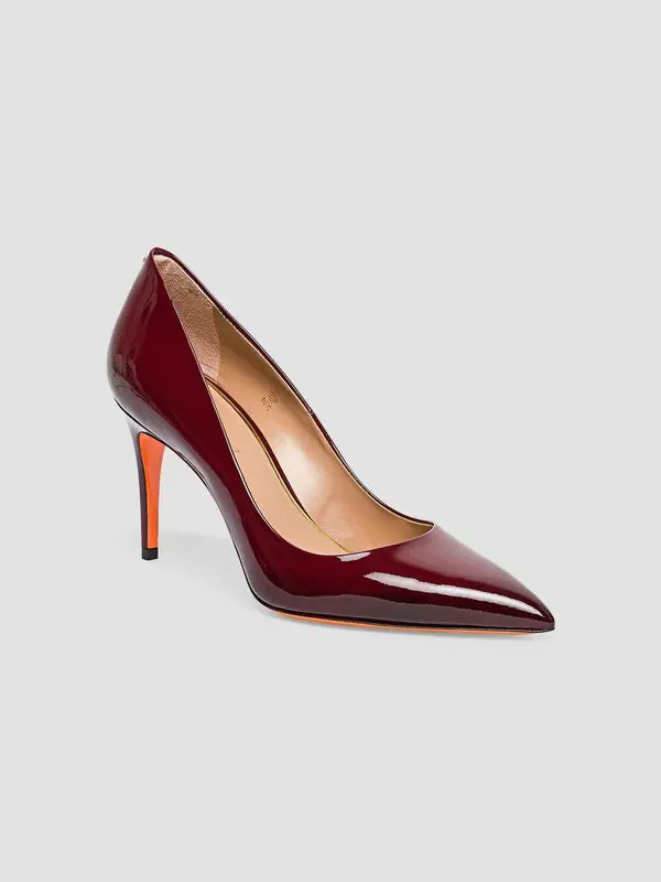 Santoni Sibil 85mm Patent Leather Stiletto Pumps - Red