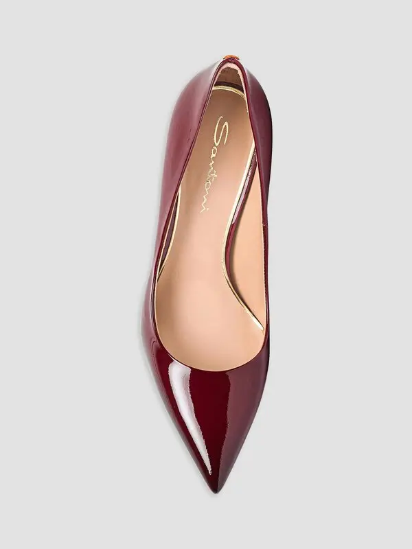 Santoni Sibil 85mm Patent Leather Stiletto Pumps - Red