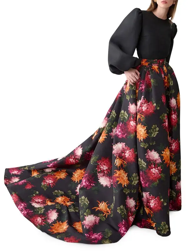 Carolina Herrera Floral Faille Ball Skirt