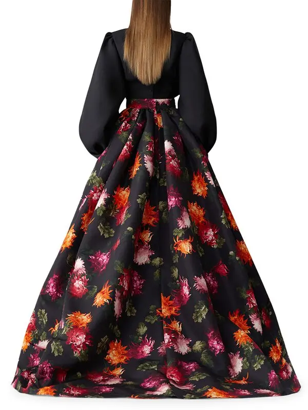 Carolina Herrera Floral Faille Ball Skirt