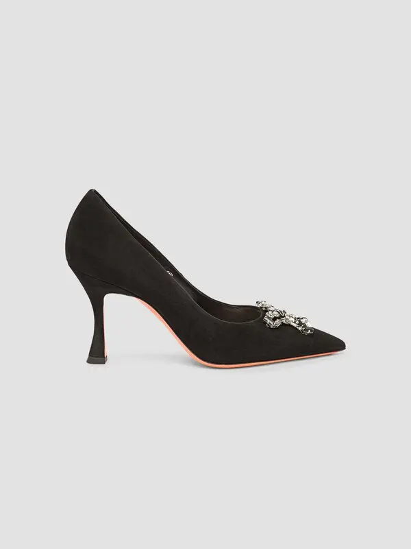 Santoni Embellished 85mm Suede Pumps