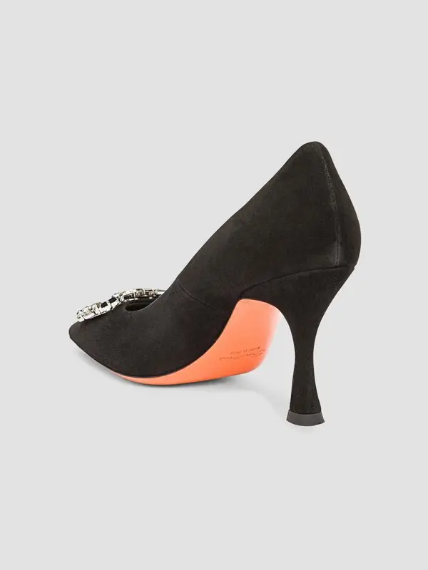 Santoni Embellished 85mm Suede Pumps