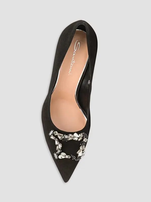 Santoni Embellished 85mm Suede Pumps