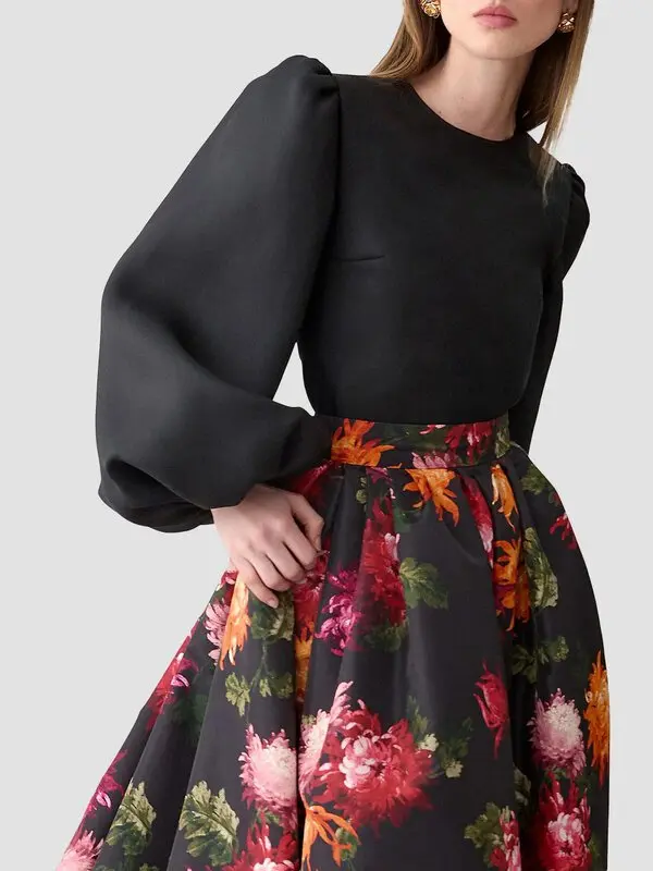 Carolina Herrera Silk Gazar Puff-sleeve Blouse