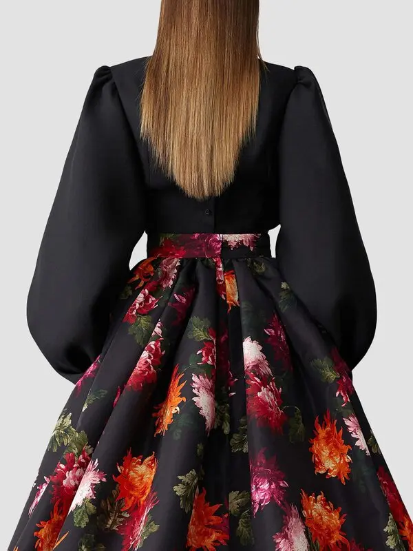 Carolina Herrera Silk Gazar Puff-sleeve Blouse