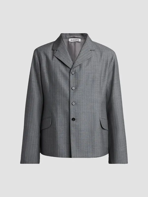 JIL SANDER Pinstripe Check Wool Jacket