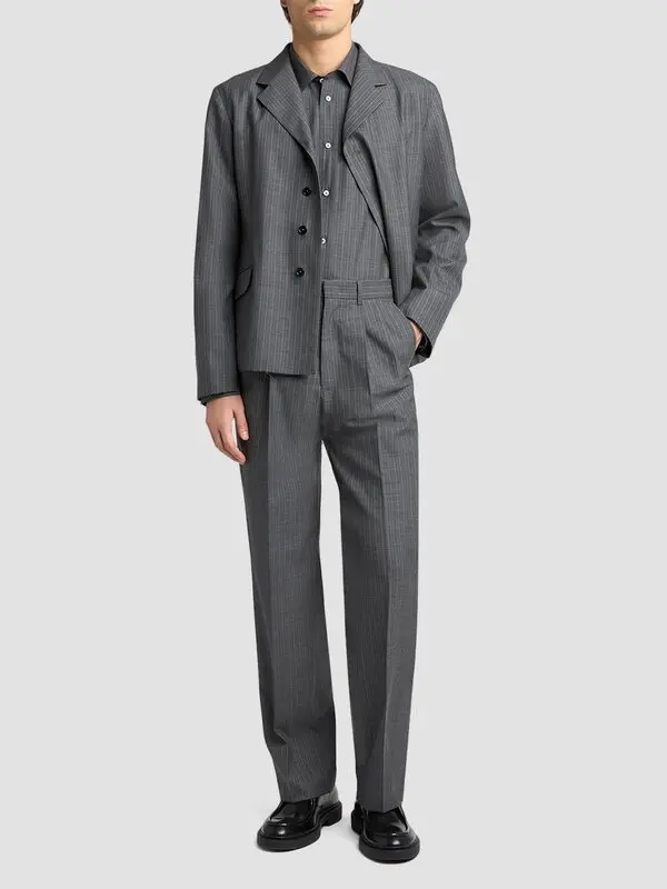 JIL SANDER Pinstripe Check Wool Jacket