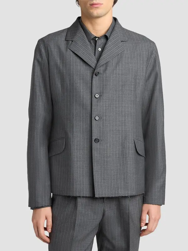 JIL SANDER Pinstripe Check Wool Jacket