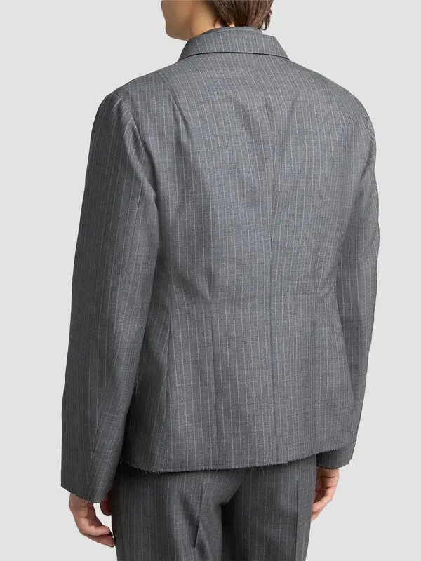 JIL SANDER Pinstripe Check Wool Jacket