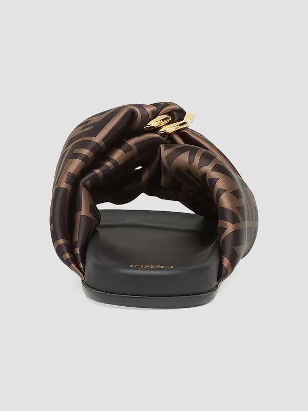 Fendi Feel Knot Leather Slide Sandals